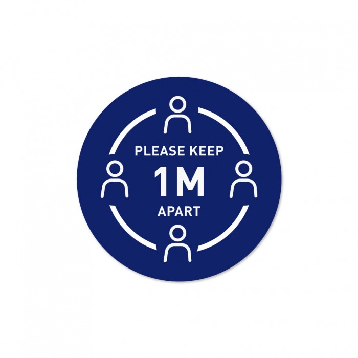 Covid-19 Tabletop Sticker Please Keep 1 Meter Apart 20cm Round Dark ...