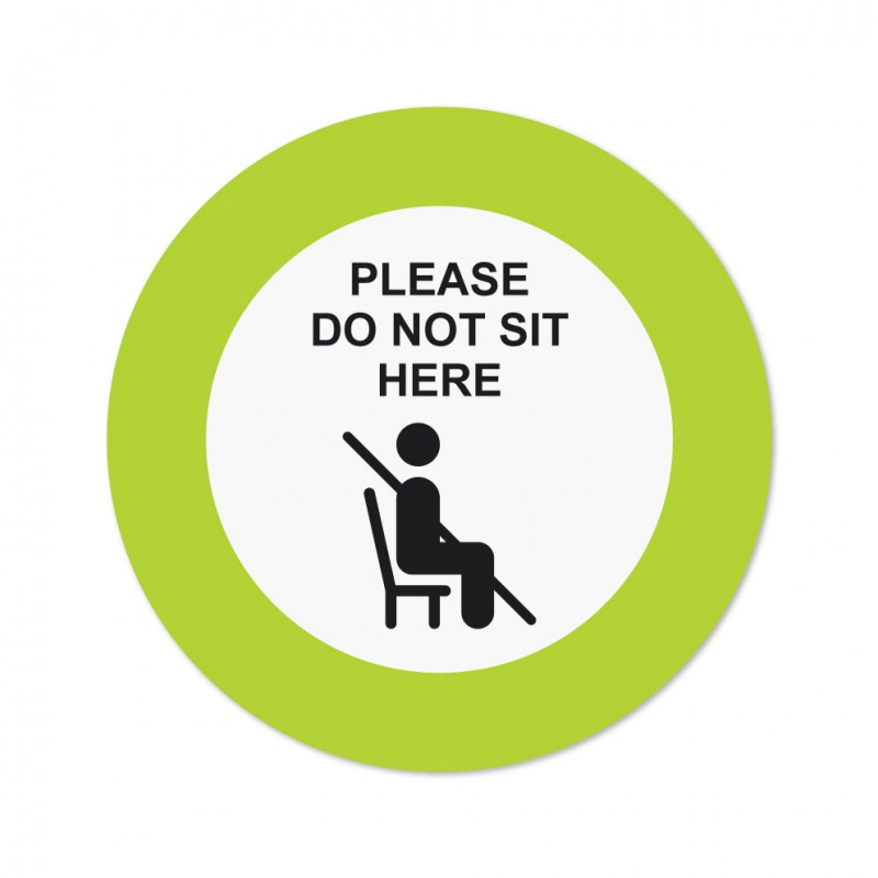 Covid-19 Chair Sticker Please do not sit here with Apple Green border ...