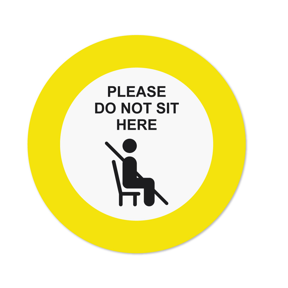 Covid-19 Chair Sticker Please do not sit here with Yellow border 26cm 3pcs