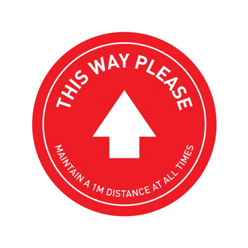 Covid-19 Floor This Way Please Red 26cm 3pcs – Stickers International